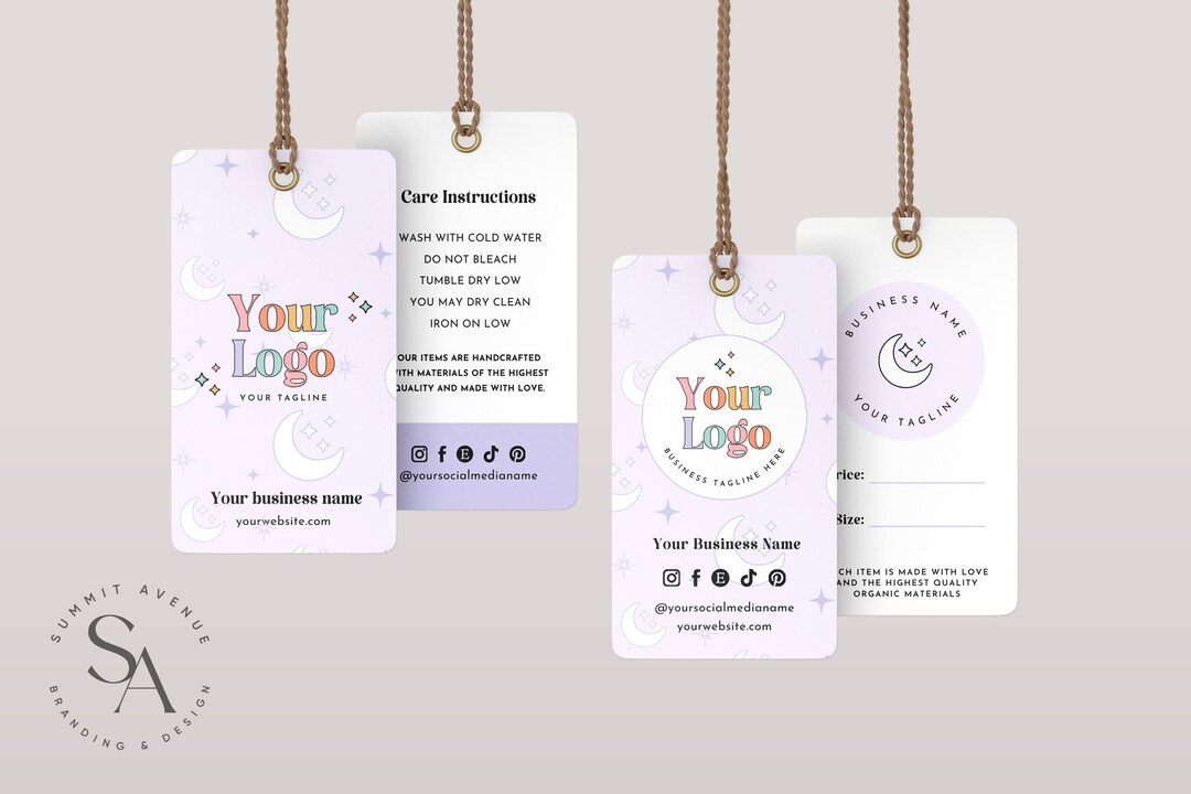 Colorful Celestial Moon Small Business Hang Tag - Boutique Clothing Tag ...