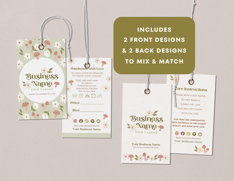 Cottagecore Editable Price Tag Canva Template, Printable Care ...