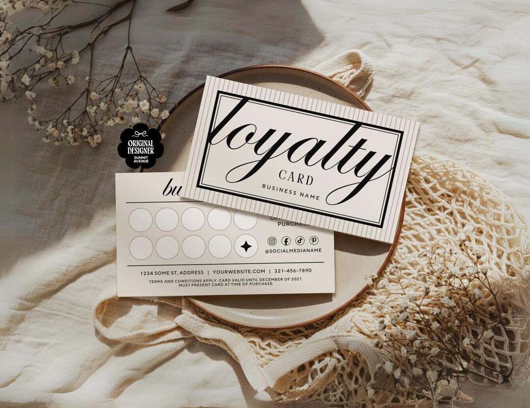 Elegant Editable Loyalty Card Template, Luxury Customer Punch Card ...