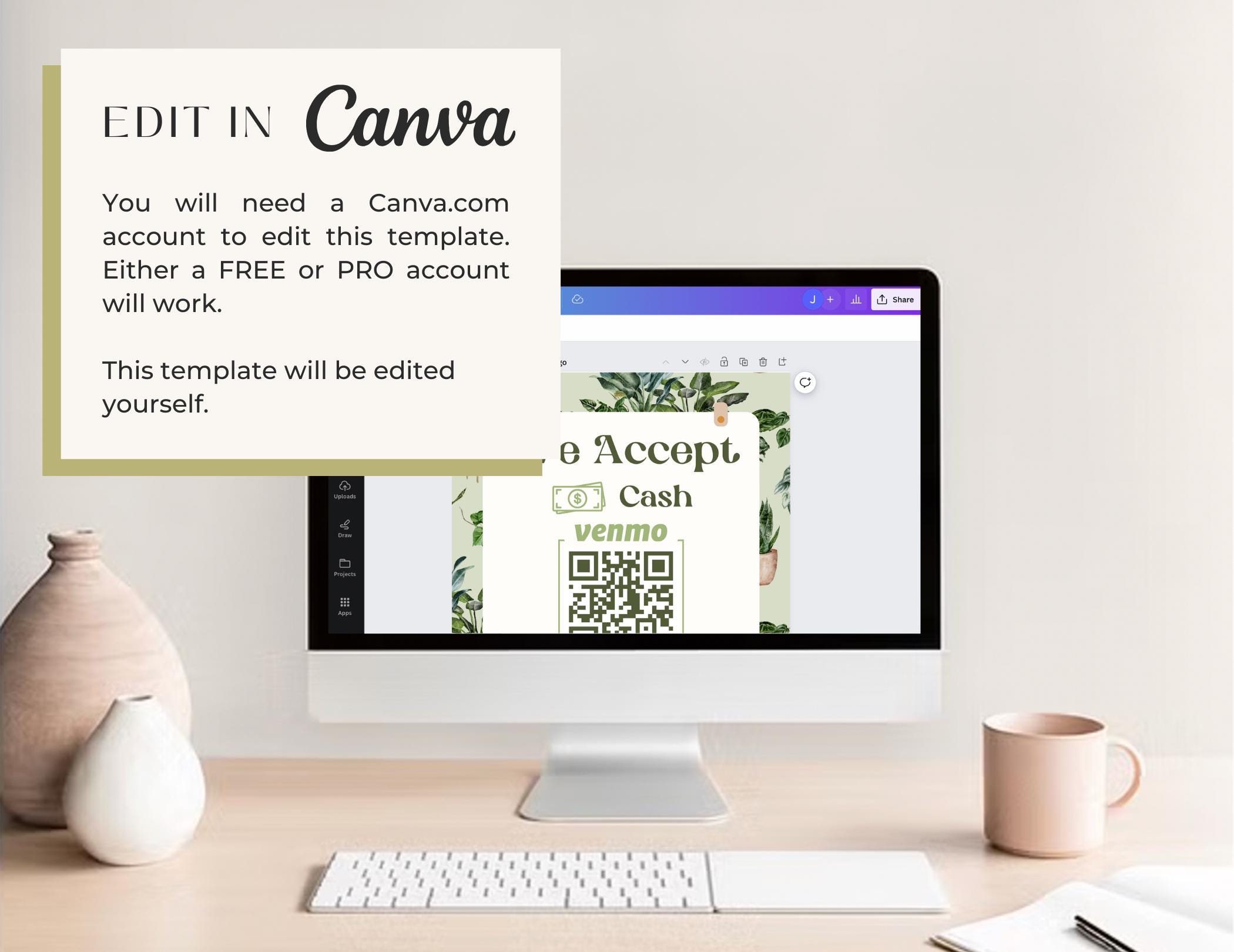 Editable Plant Sale Signs, Printable Payment Sign, Social Media Poster ...