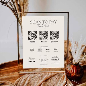 Editable Modern Scan to Pay QR Sign, DIY Printable Payment Sign ...