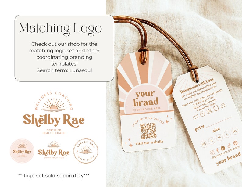 Sunshine Editable Price Tag Canva Template, Product Tags, Retro Product ...