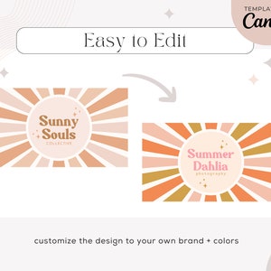 Editable Retro Sun Business Card Template QR Code, Colorful Instant ...