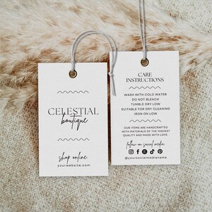 Modern Small Business Hang Tag - Care Instruction Hanging Tag ...