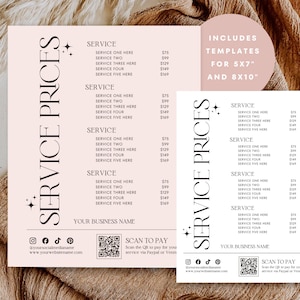 Modern Price List Canva Template, Printable Pricing Sign, Instant ...