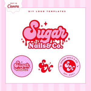 Hand Drawn Retro Drip Logo Design, Editable Nail Logo Canva Template ...