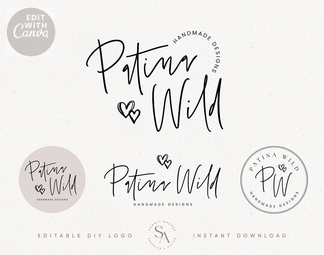 Modern Heart Logo Design Instant Download, DIY Minimal Heart Branding ...