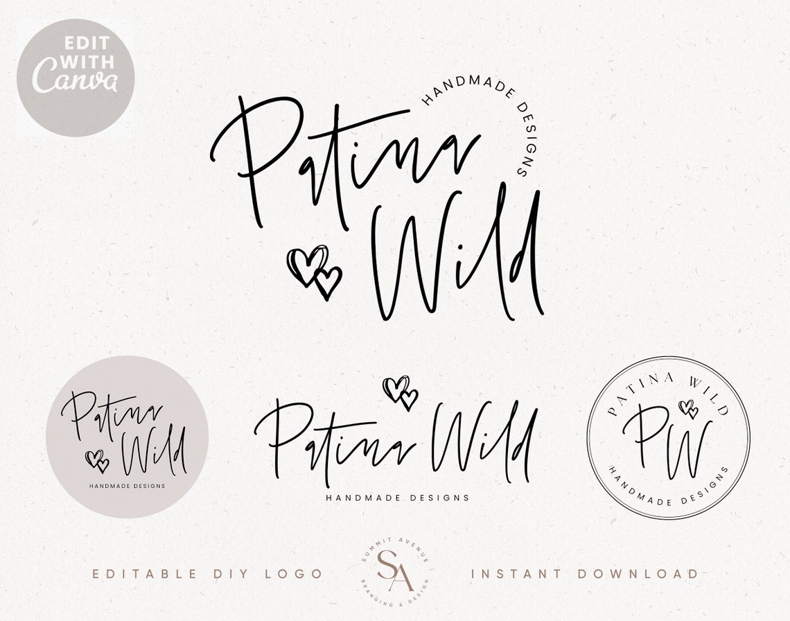 Modern Heart Logo Design Instant Download DIY Minimal Heart - Etsy