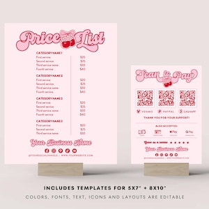 Coquette Cherry Price List & Scan to Pay Sign Canva Template, QR Code ...