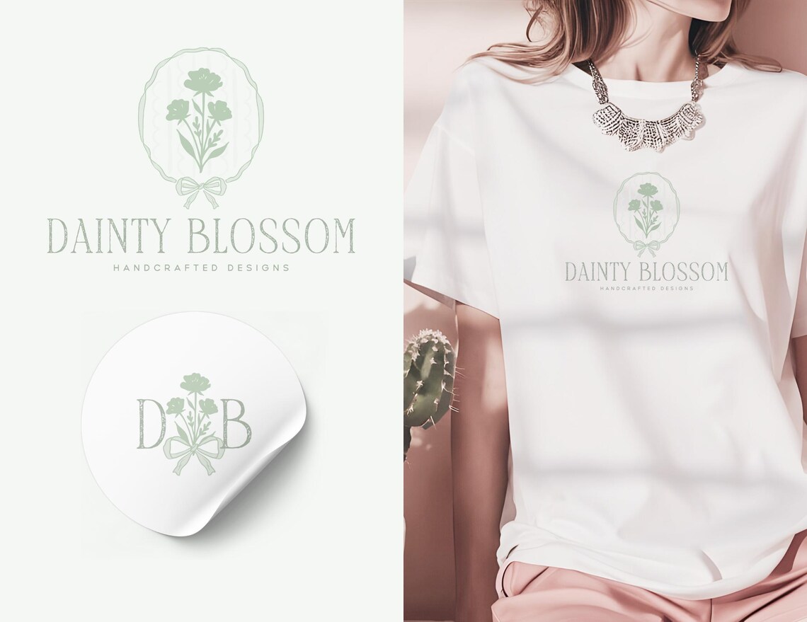Vintage Coquette Logo Design, Editable Canva Logo Template, Romantic ...