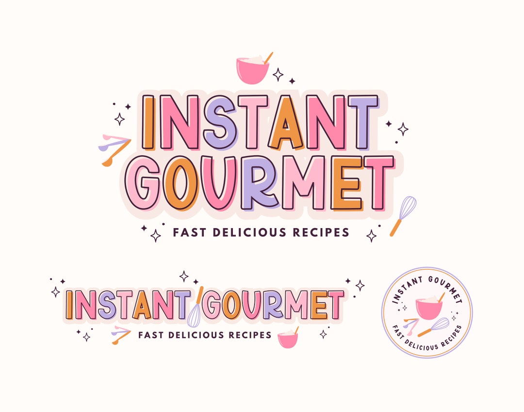 DIY Retro Cooking Logo Design, Food Blogger Logo Template, Editable ...