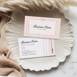 Coquette Business Card Canva Template QR Code, Printable Floral ...