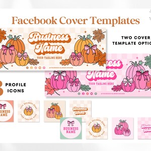 Editable Retro Fall Facebook Kit, Pink Pumpkin Facebook Page Banners ...