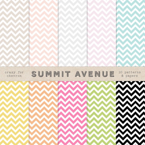INSTANT DOWNLOAD Chevron Digital Scrapbook Paper Pack & | Etsy