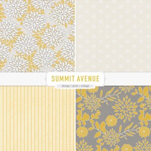 INSTANT DOWNLOAD Digital Scrapbook Paper Pack - 13 Mustard & Grey ...