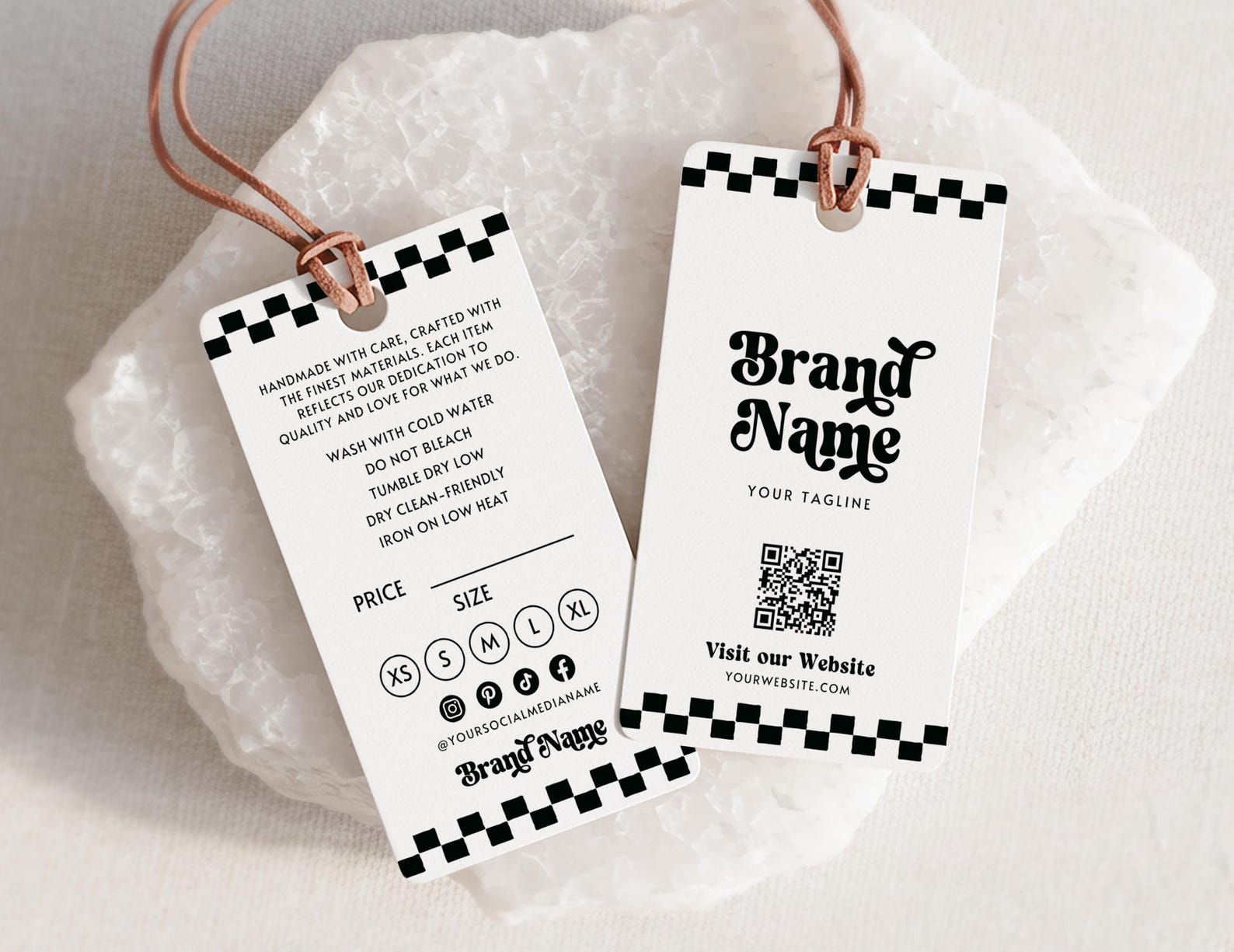 Editable Retro Hang Tag Canva Template, Printable Boutique Garment Care ...