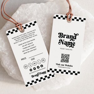 Editable Retro Hang Tag Canva Template, Printable Boutique Garment Care ...