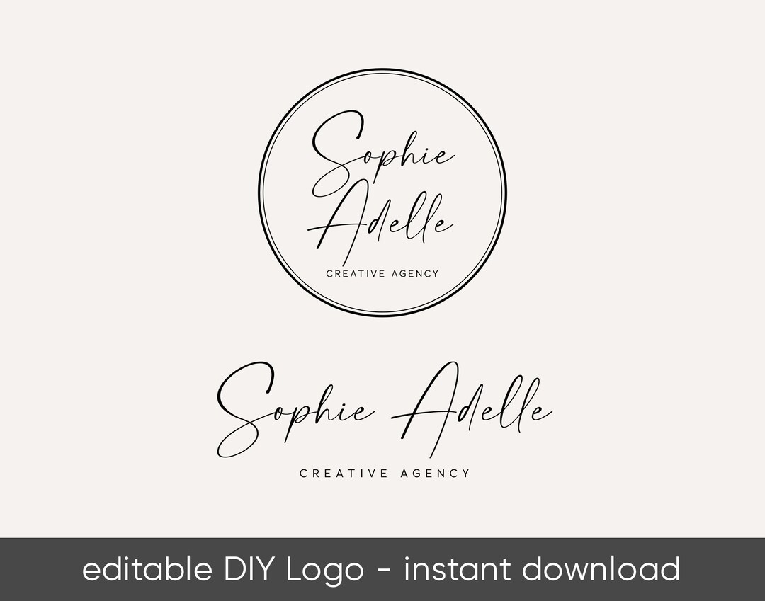 Editable Circle Signature Logo Design Instant Download, DIY Premade ...