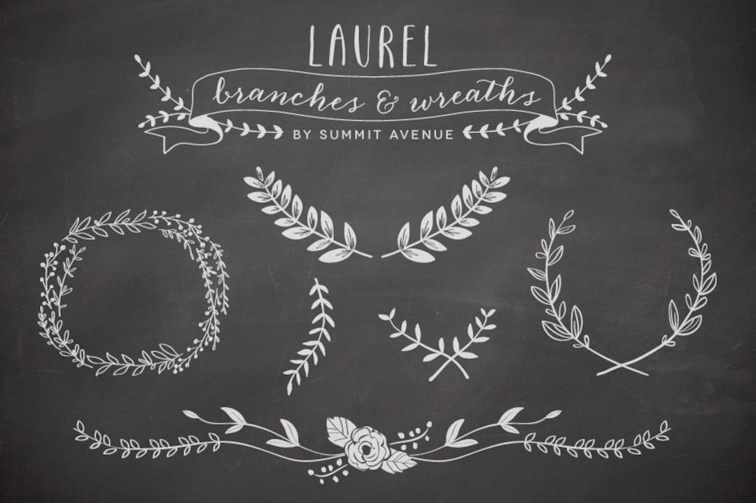 Chalkboard Laurel & Wreath Design Elements - for Personal or ...