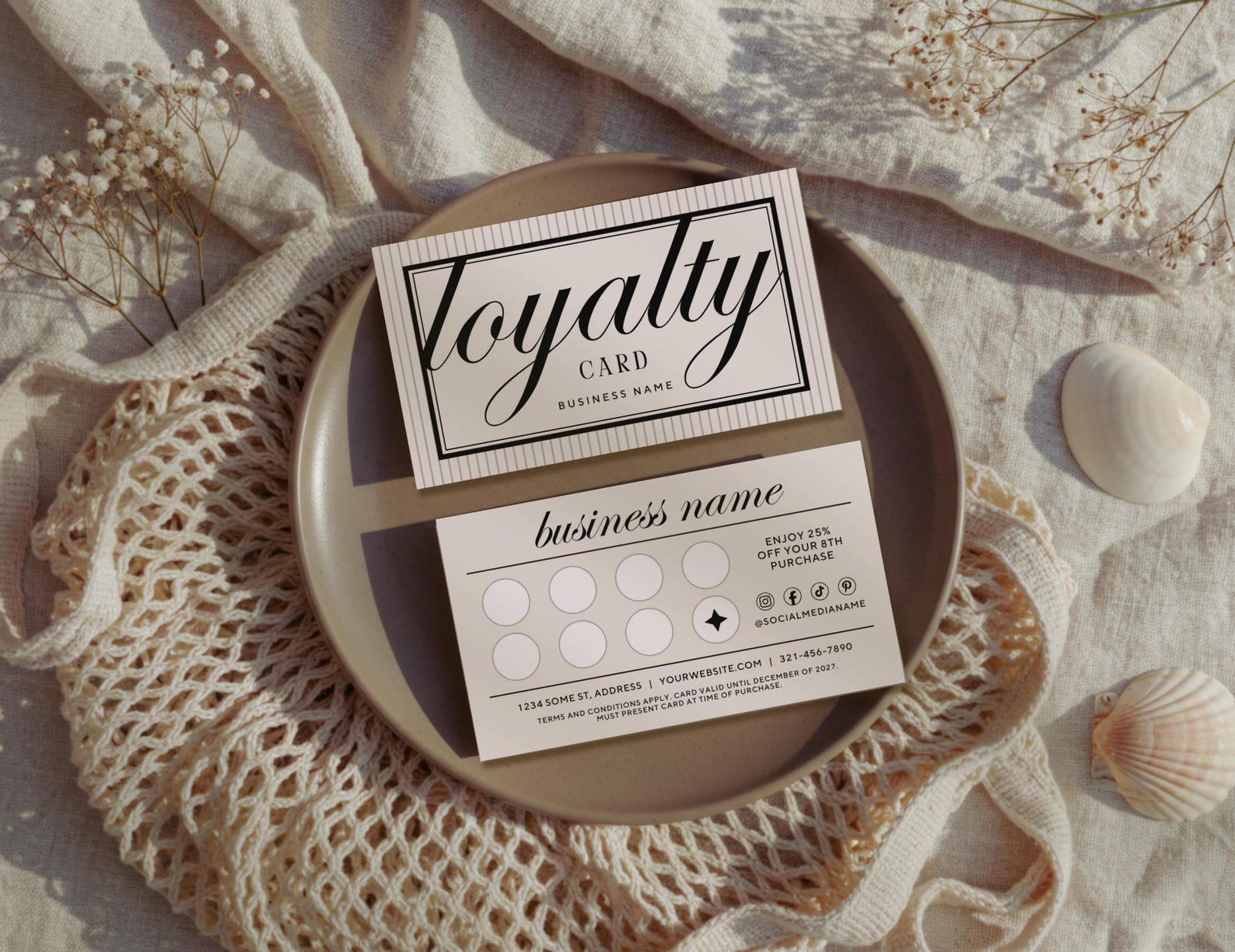 Elegant Editable Loyalty Card Template, Luxury Customer Punch Card ...