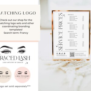 Modern Price List Canva Template, Printable Pricing Sign, Instant ...