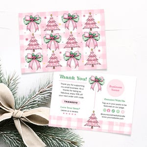 Pink Coquette Christmas Thank You Card Canva Template, Cute Vintage ...
