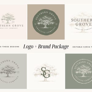 Oak Tree Spanish Moss Logo Canva Template, Premade Carpentry Logo ...