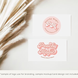 Peach Retro Script Logo Design, Editable Canva Logo Template, Seventies ...