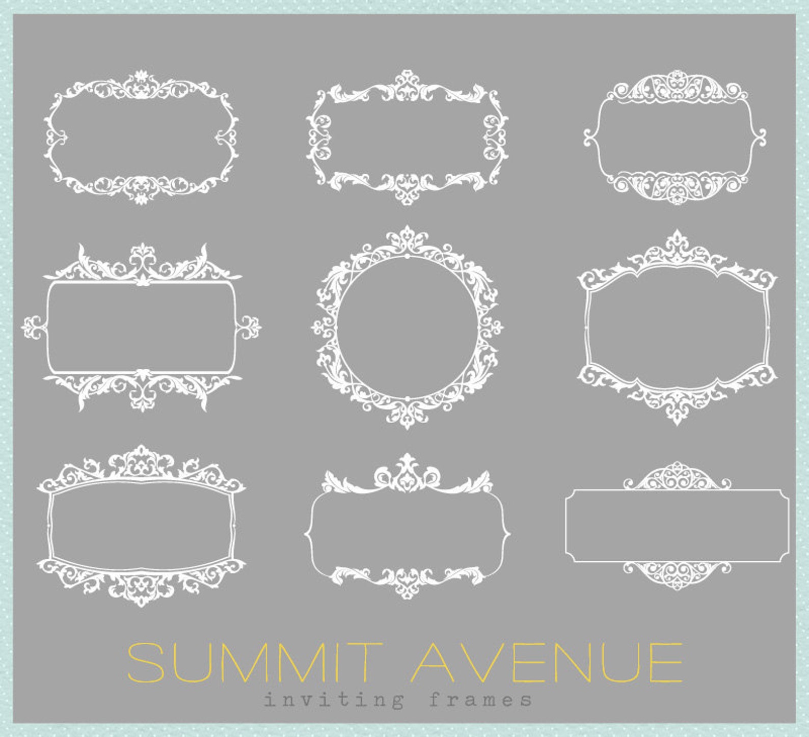 CLIP ART Set of 18 Designer Frames Personal & Commercial Use | Etsy