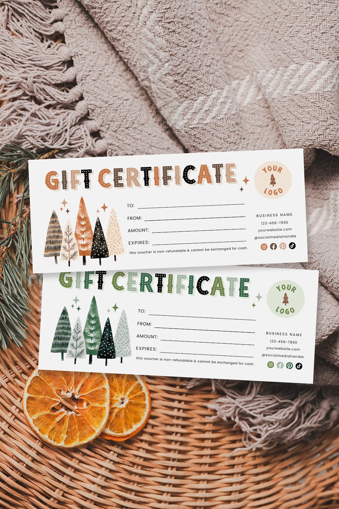 Holiday Gift Certificate Template, Editable Christmas Gift Card,diy ...