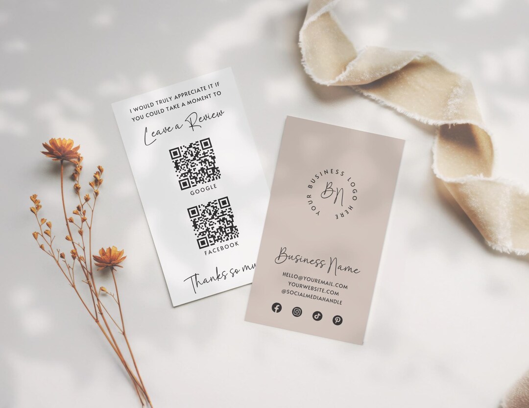 QR Code Leave Us A Review Us Business Card Canva Template, DIY Google ...