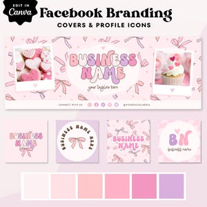 Editable Coquette Facebook Kit, Retro Bows Facebook Page Banners, DIY ...