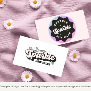 Editable Bright Retro Salon Logo Design Instant Download, DIY Colorful ...