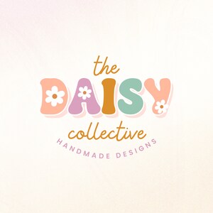Editable Boho Daisy Logo Design Instant Download, DIY Retro Colorful ...
