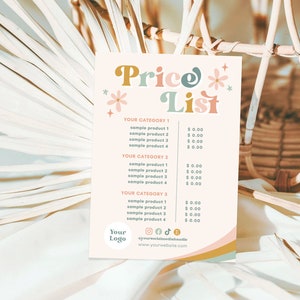 Floral Retro Price List Canva Template, DIY Service Menu, Editable ...