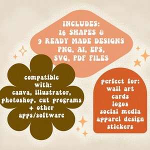 Retro Shape Design Kit, Hippie Clipart, Groovy Canva Elements, 70s ...