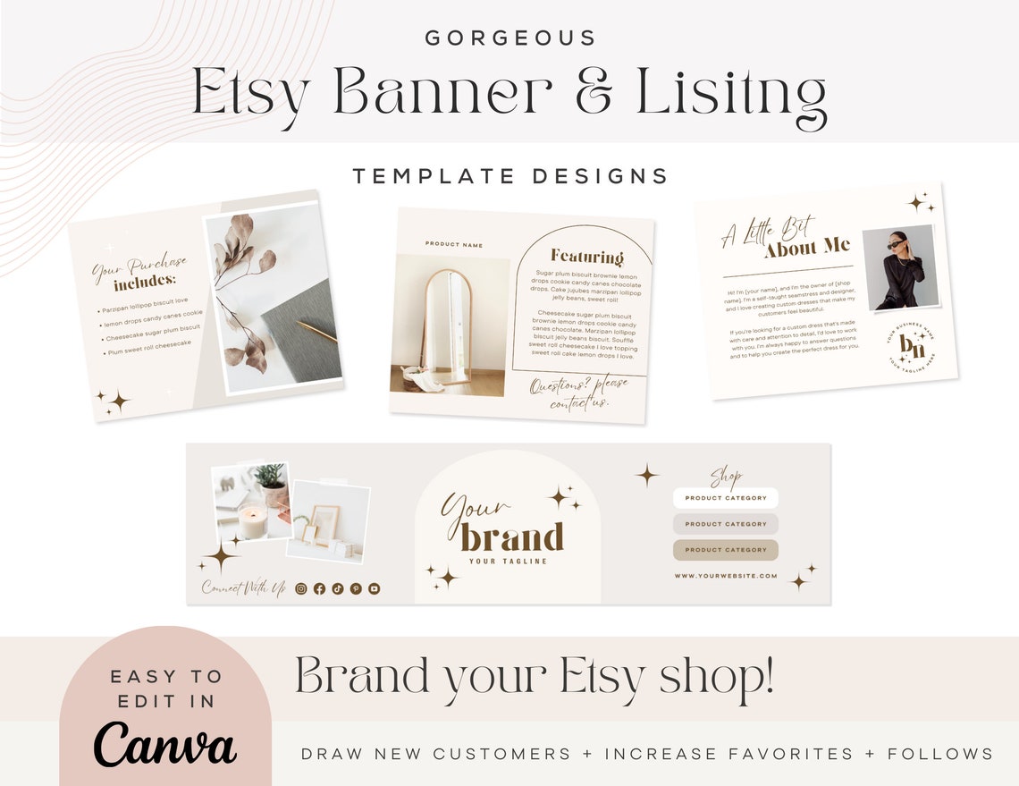Etsy Shop Banner Template Canva, Luxury Etsy Shop Kit, Canva Templates ...