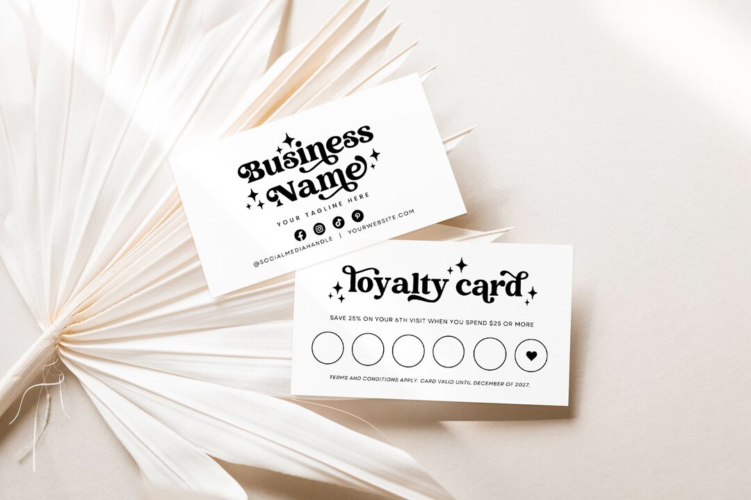 Editable Retro Loyalty Card Canva Template, Customer Punch Card, Salon ...
