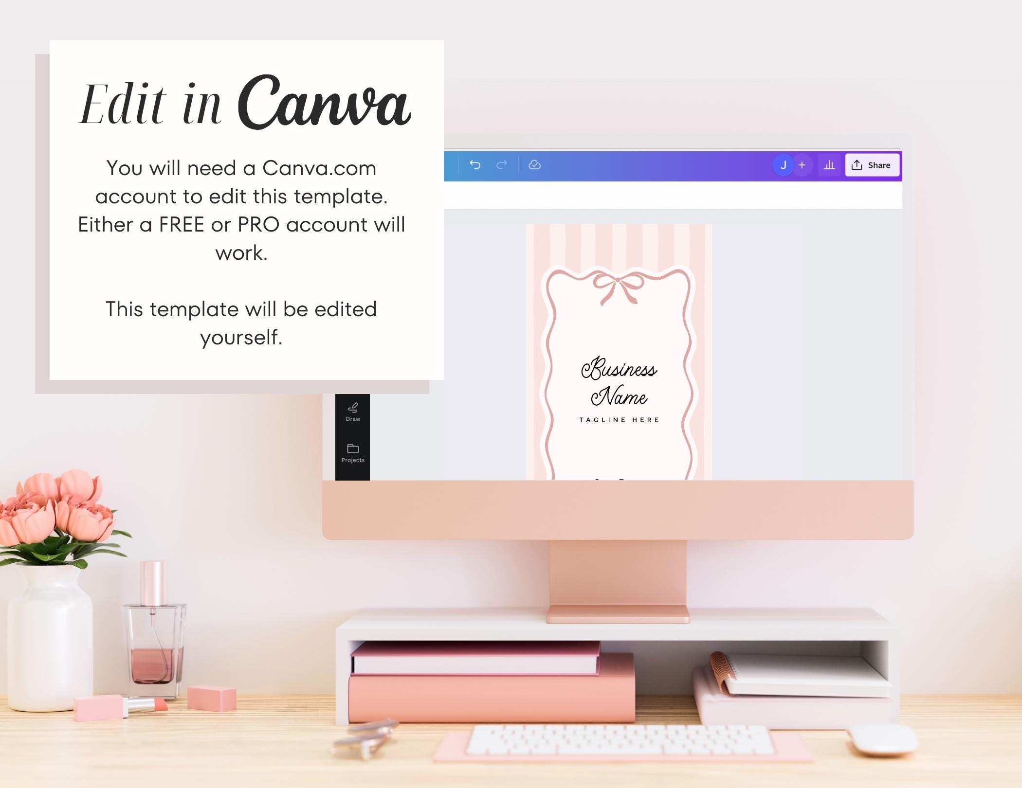 Editable Coquette Bow Hang Tag Canva Template, Printable Boutique ...