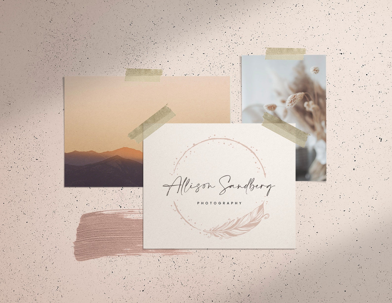 Feather Logo Design Instant Download, Boho Logo DIY Premade Logo ...