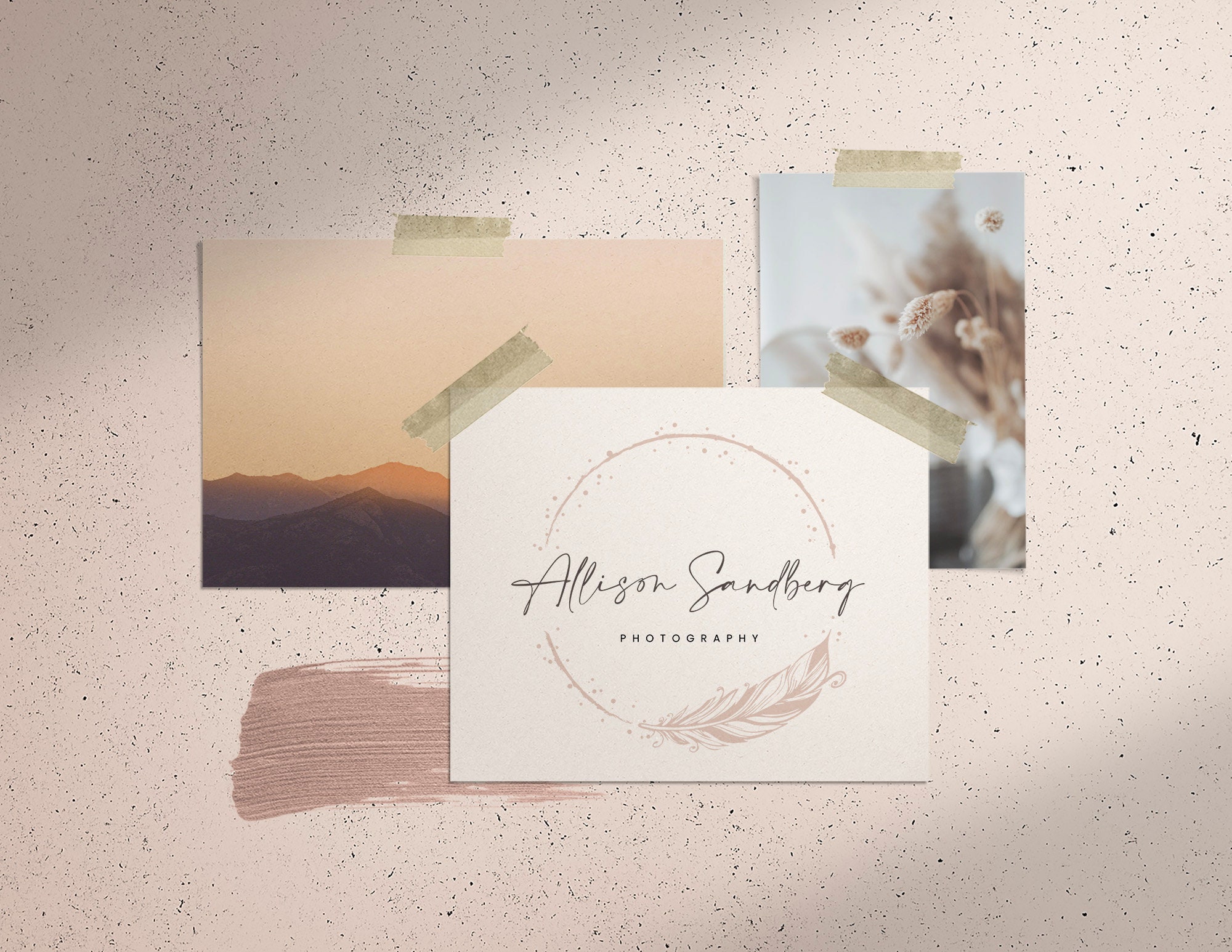 Feather Logo Design Instant Download Boho Logo DIY Premade | Etsy UK