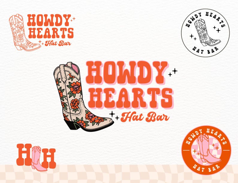 Retro Logo Design, Howdy Editable Canva Logo Template, Trendy Cowgirl ...