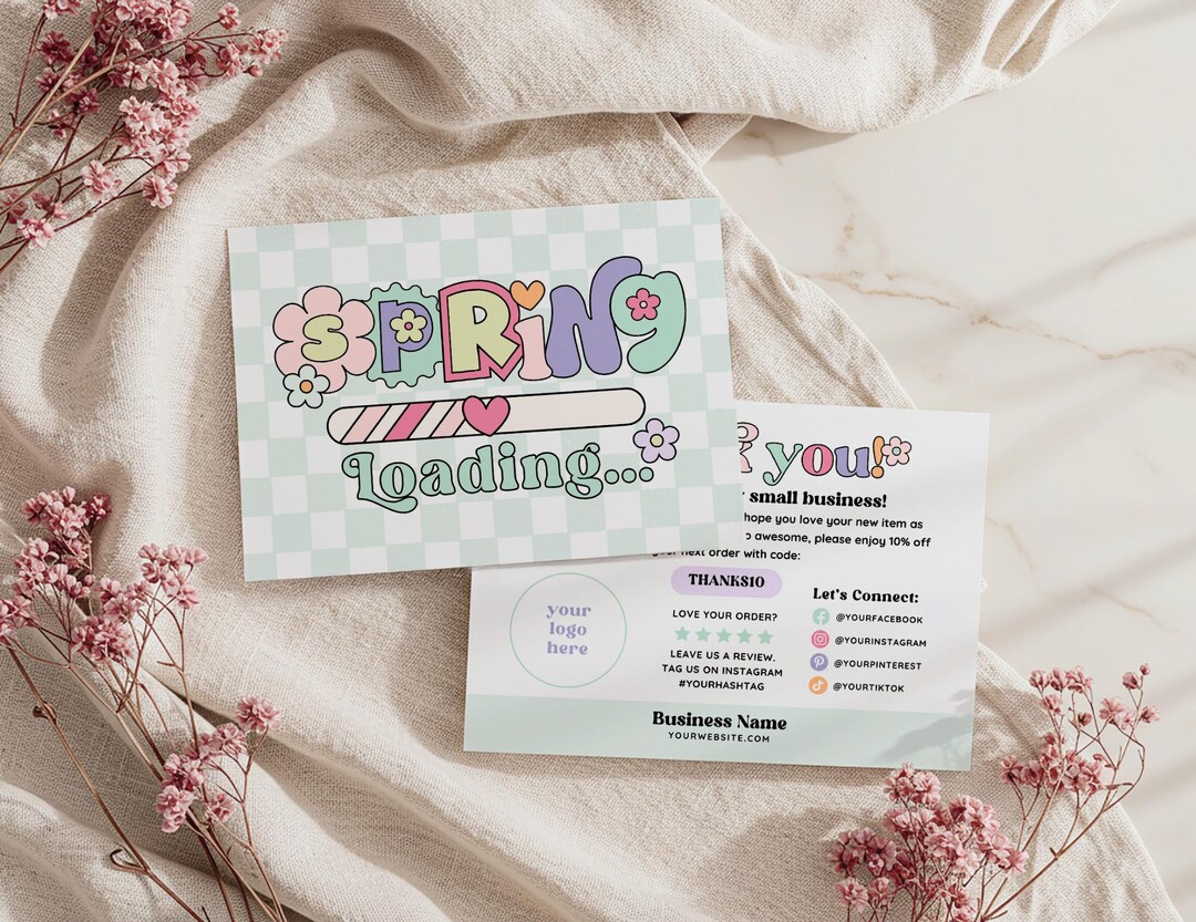 Pastel Spring Thank You Card, Editable Colorful Customer Small Business ...