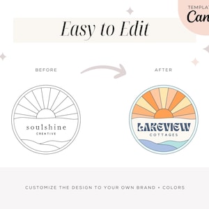 Modern Sun Logo Design Instant Download, Boho Sunshine DIY Premade Logo ...
