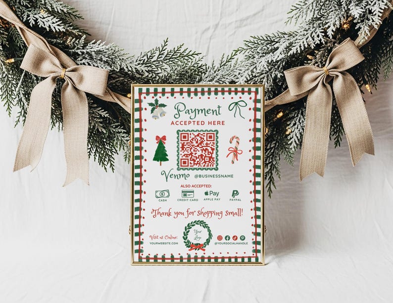 Whimsical Watercolor Holiday Scan to Pay Template, Cottagecore ...