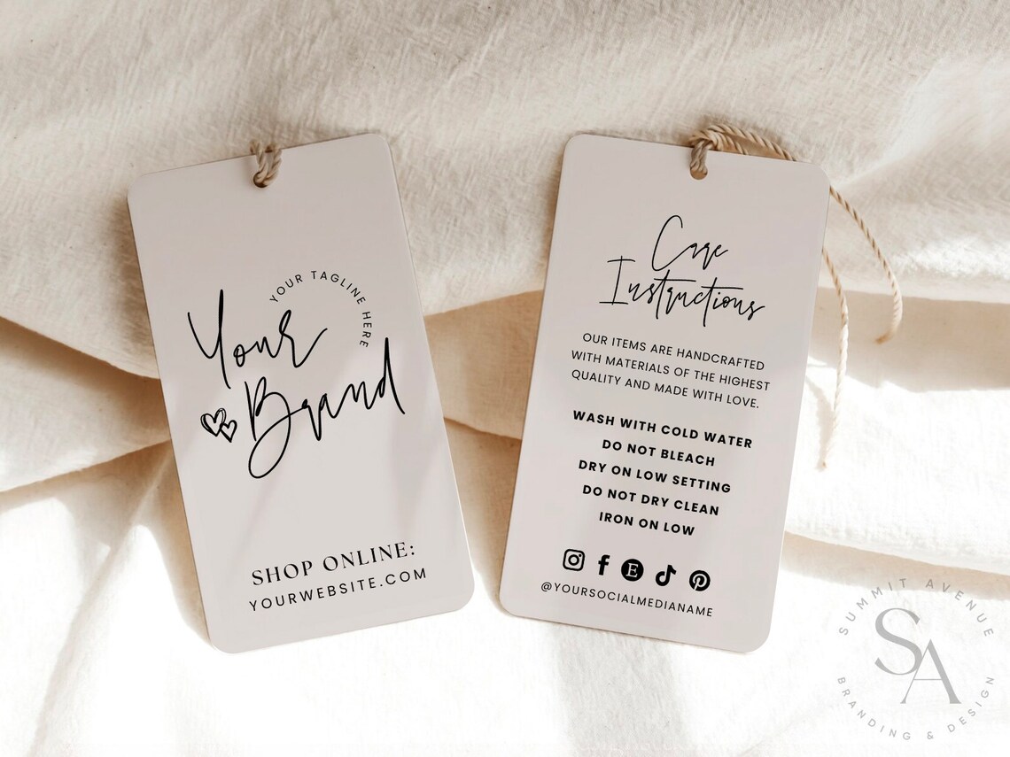Modern Small Business Hang Tag - Care Instruction Hanging Tag ...