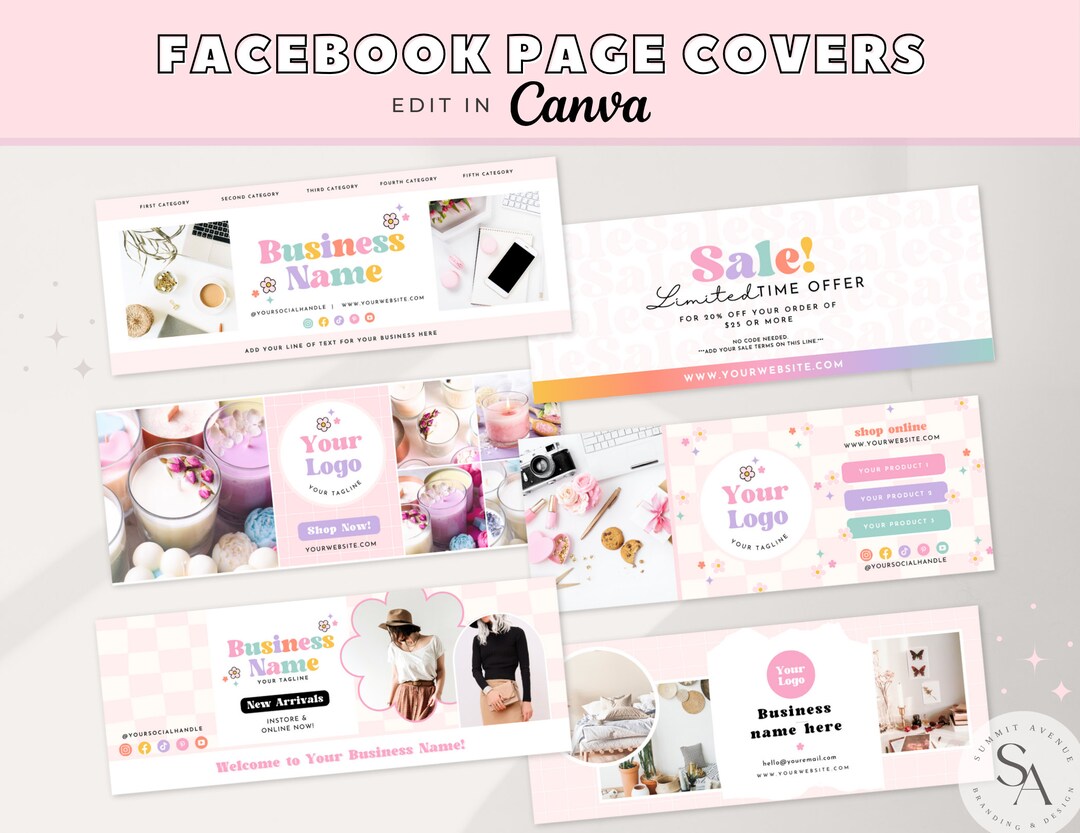 Editable Facebook Covers, Boho Floral Facebook Page Banners, Retro ...