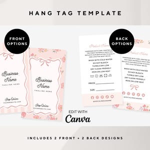Editable Coquette Bow Hang Tag Canva Template, Printable Boutique ...