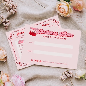 Coquette False Nails Backing Card Canva Template, Press on Nail ...