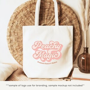 Peach Retro Script Logo Design, Editable Canva Logo Template, Seventies ...